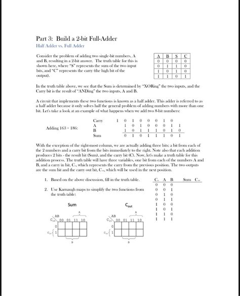 Solved Part 3 Build A 2 Bit Full Adder Half Adder Vs Full Chegg Com