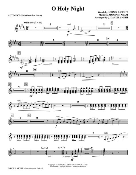 O Holy Night Alto Sax Sub Horn By Adolphe Charles Adam Choir