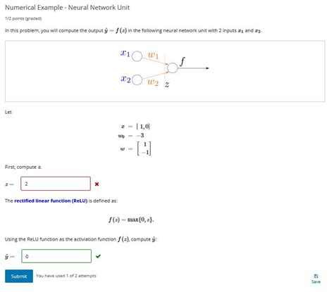 Solved Numerical Example Neural Network Unit 1 2 Points Chegg