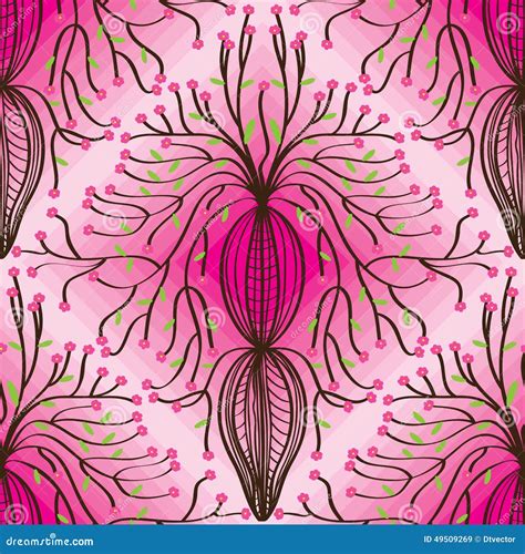 Vase Flower Vintage Seamless Pattern Stock Vector Illustration Of