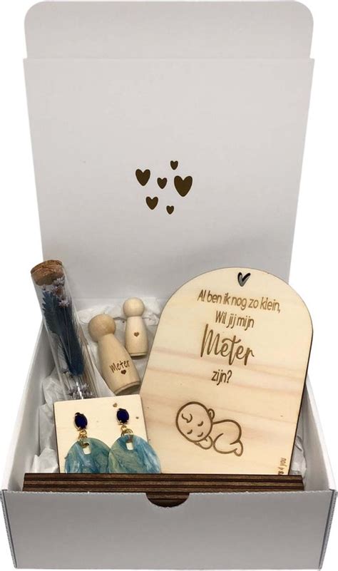 Geschenkbox Wil Jij Mijn METER Zijn Blauw Nichtje Houten