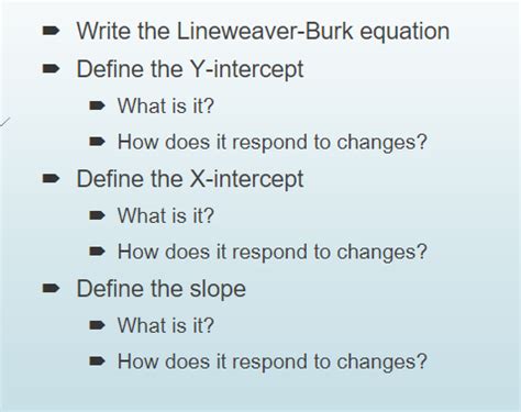 Solved Write The Lineweaver Burk Equation Define The Chegg