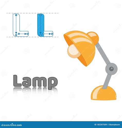 Letter L Lamp English Alphabet Tracing Coloring Book Page Stock Vector