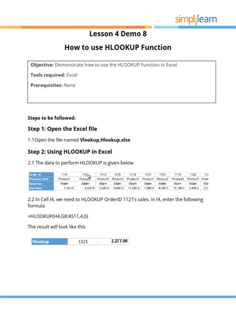 Excel Hlookup Function Guide Pdf