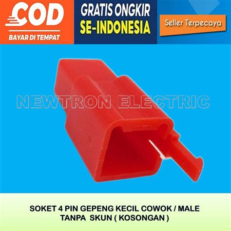 Jual Soket 4 Pin Male Merah Socket Kabel 4 Pin Merah Soket 4 Pin Gepeng