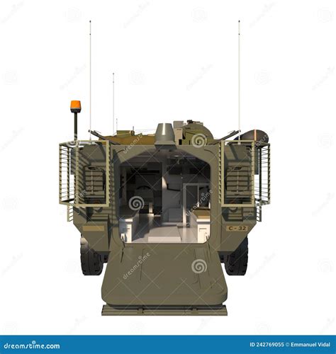 Stryker 2 Armored Personnel Carrier Back View White Background 3D