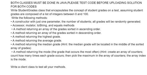 Solved Both Classes Must Be Done In Javaplease Test Code