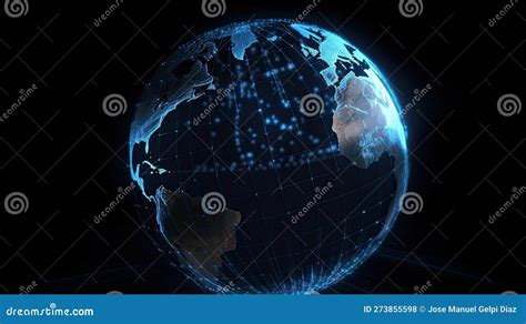 Tech And Economy Illustrated Through An Abstract Globe Focused On North