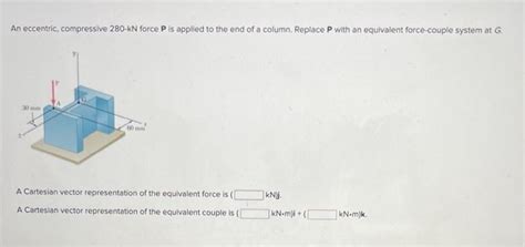 Solved An Eccentric Compressive 280 Kn Force P Is Applied