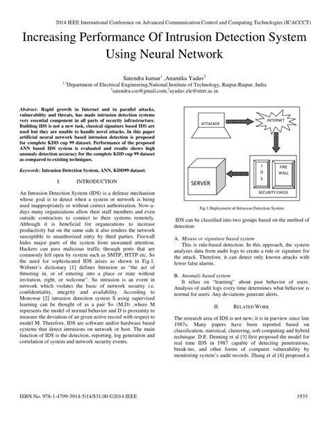 pdf increasing performance of intrusion detection system using neural