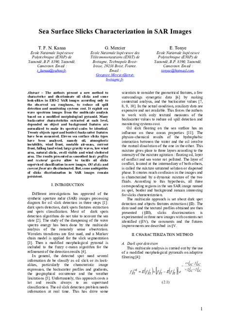 Pdf Sea Surface Slicks Characterization In Sar Images