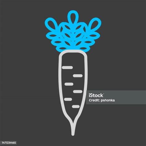 Japanese Daikon Radish With Leaf Vector Icon Stock Illustration