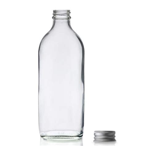 300ml Clear Glass Flask Bottle And Silver Screw Cap Ampulla Ltd