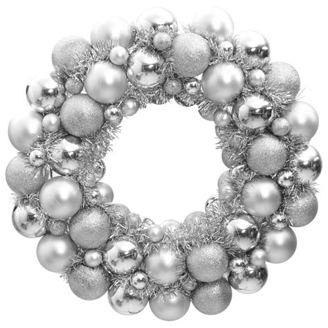 Couronne de No l argenté 45 cm polystyrène Leroy Merlin