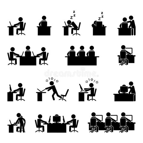 Sistema Del Icono Del Trabajo Del Ordenador Y De Oficina Vector