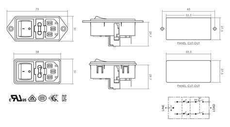 C Switched Dual Fused Power Entry Module S Series IEC EN Type Thermaco