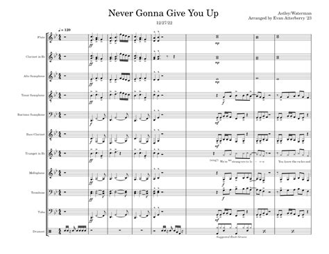 Never Gonna Give You Up Rick Astley Never Gonna Give You Up 10 Sheet