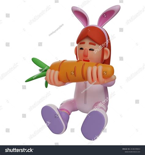 3d Bunny Girl Cartoon Picture Holding Stock Illustration 2136376913