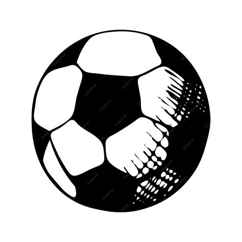 サッカーアイコンのスケッチや落書きスタイルのサッカーボールの描画モノクロで手描き プレミアムベクター
