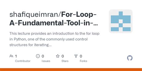 Github Shafiqueimran For Loop A Fundamental Tool In Python Programming