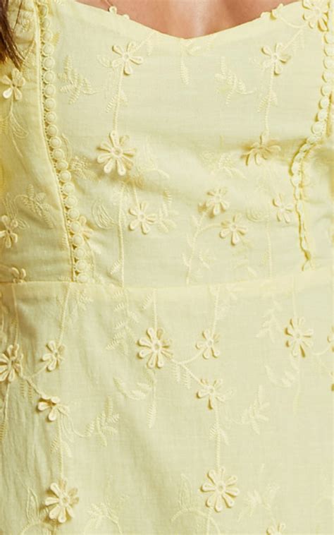 Fancy A Spritz Mini Dress Square Neck Dress In Lemon Showpo