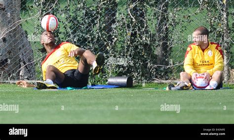 Didier Drogba And Wesley Sneijder Of Galatasaray Training In Antalya