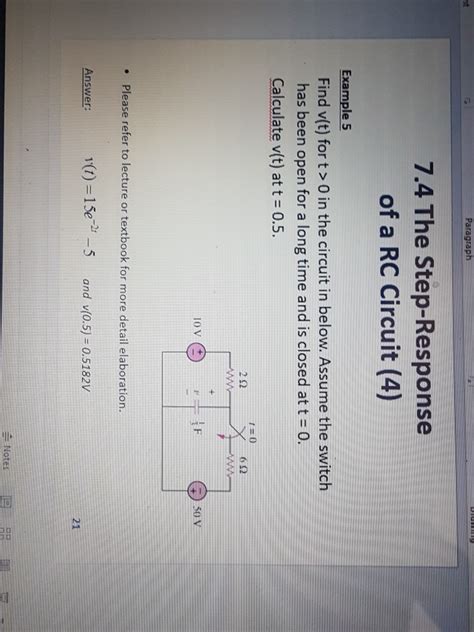 Solved Nt Paragraph The Step Response Of A RC Circuit Chegg