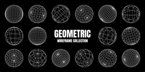 Retro Futuristic Wireframe Sphere Grid Royalty Free Vector