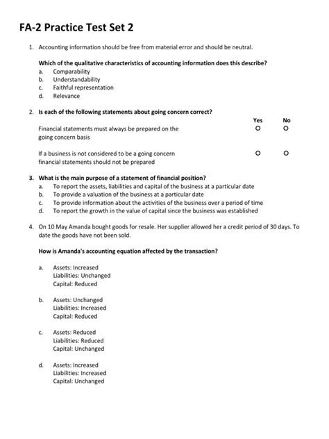 Fa 2 Practice Test Set 2 Pdf Debits And Credits Accounts Payable