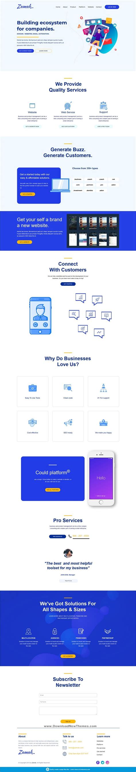 Zamak Responsive Unbounce Landing Page Template