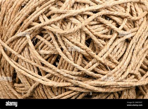 A Skein Of Linen String Cord Isolated Coil Of Twine Jute Rope Hemp Thread Isolated A Skein
