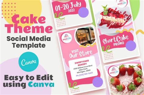 Cake Canva Templates Editable Social Media Posts For Bakers Shops