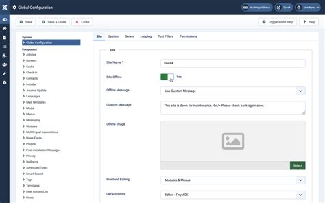 Help4 X Site Global Configuration Joomla Documentation