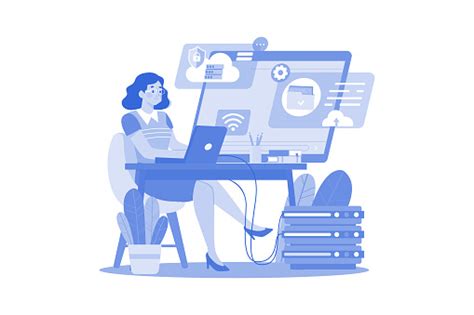 Konsep Ilustrasi Cloud Computing Dengan Latar Belakang Putih Ilustrasi