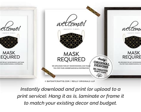 Mask Required Printable Sign ~ Office Workplace Restaurant Bathrooms