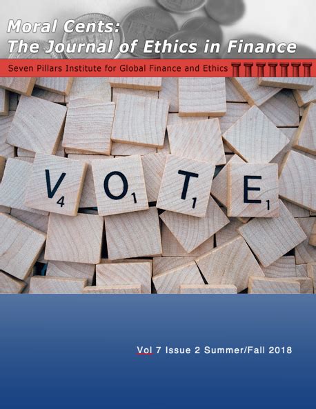 Moral Cents The Journal Of Ethics In Finance Summerfall 2018