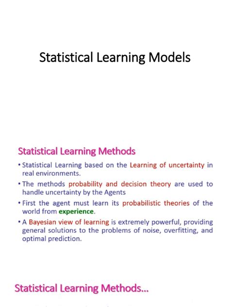 Statistical Learning Models Pdf