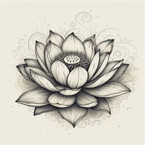 Premium Photo A Drawing Of A Lotus Flower With Swirls And Swirls