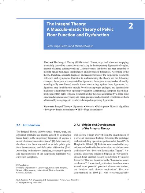Pdf The Integral System Of Pelvic Floor Function And Dysfunction