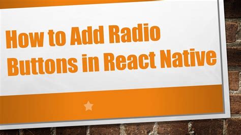 How To Add Radio Buttons In React Native Youtube