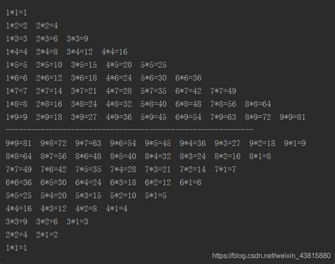 Python 九九乘法表（正序，逆序）99乘法表逆序 Csdn博客