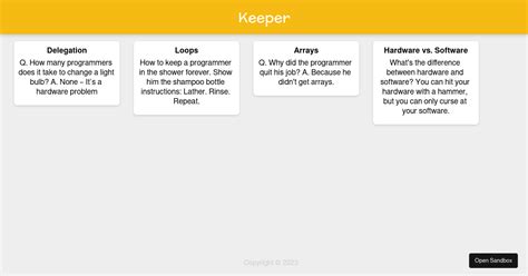 Keeperapp Codesandbox