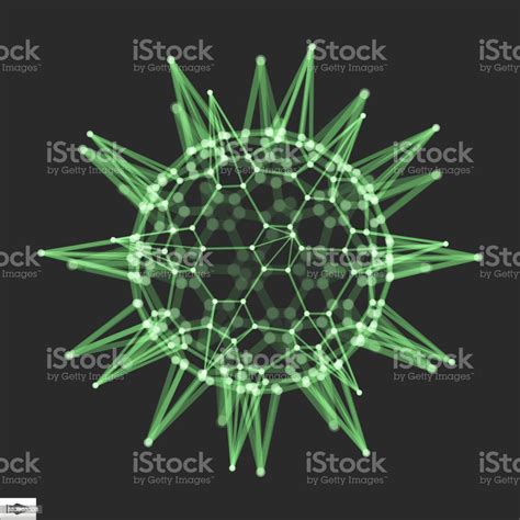 Sphere With Connected Lines And Dots Glowing Grid Connection Structure Wireframe Vector