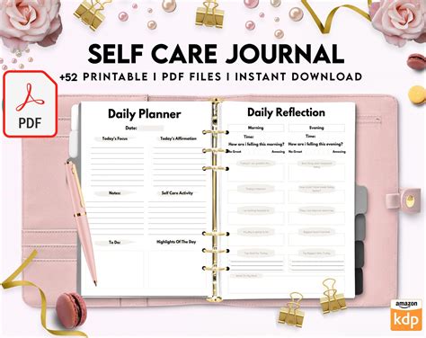 Free Self Care Journal Pdf Printable 8 5x11 Inch A4 Size For Journal