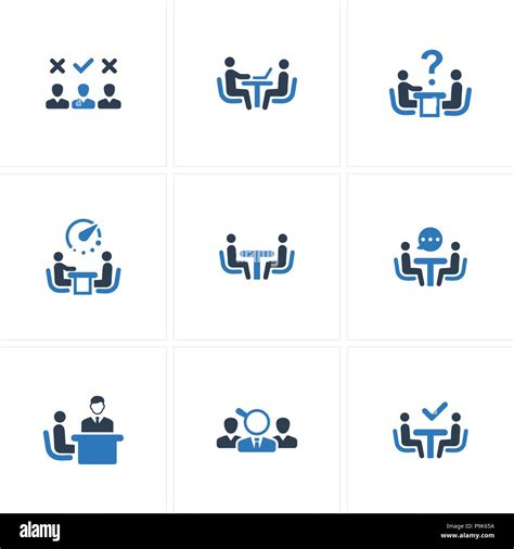 Beautiful Meticulously Designed Job Interview Icons Blue Version