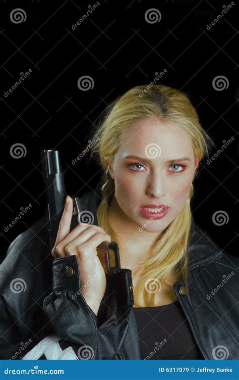 Hot Blond With A Gun Stock Image Image Of Sultry Girl 6317079