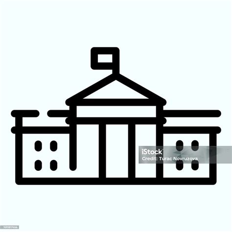 백악관 건물 라인 아이콘입니다 워싱턴 건축 벡터 그림은 흰색으로 분리되어 있습니다 의회 개요 스타일 및 앱을 위해 설계되었습니다