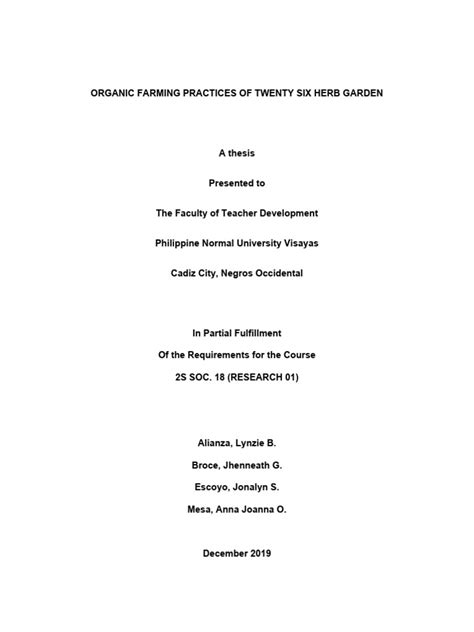 Chapters 1 2 Organic Farming Practices In Bacolod City Features