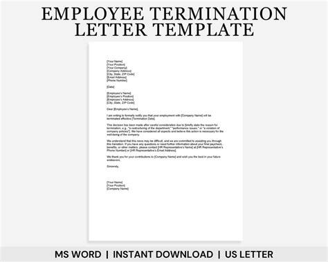 Sample Termination Letter Format