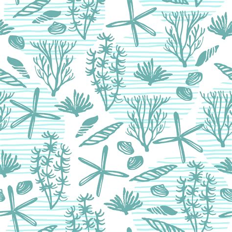 Trendy Sea Seamless Pattern With Hand Texture 293328 Vector Art At